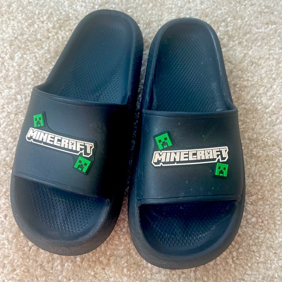 minecraft | Shoes | 5 For 2 Sale Boys Minecraft Black Slides | Poshmark